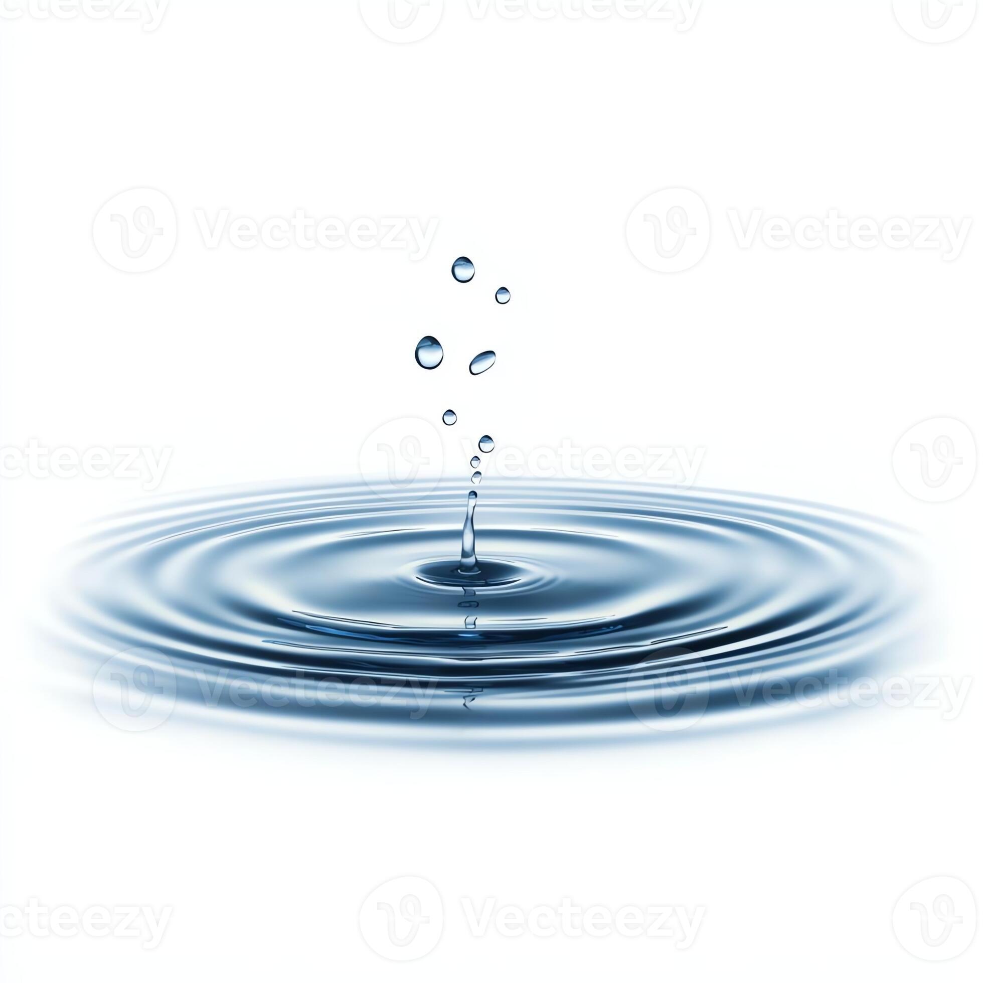 A serene image capturing a single water droplet splashing into a calm surface, creating ...