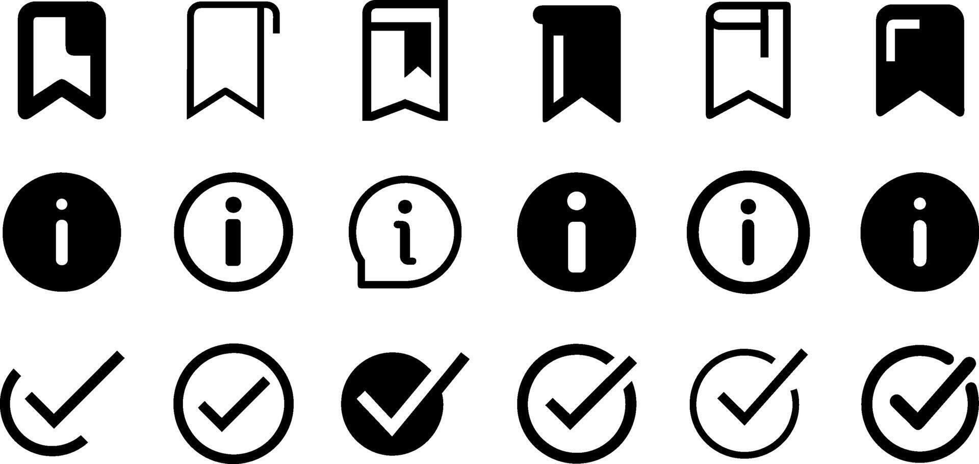 Practical Icon Set Bookmark Info and Checkmark 56729268 Vector Art at Vecteezy