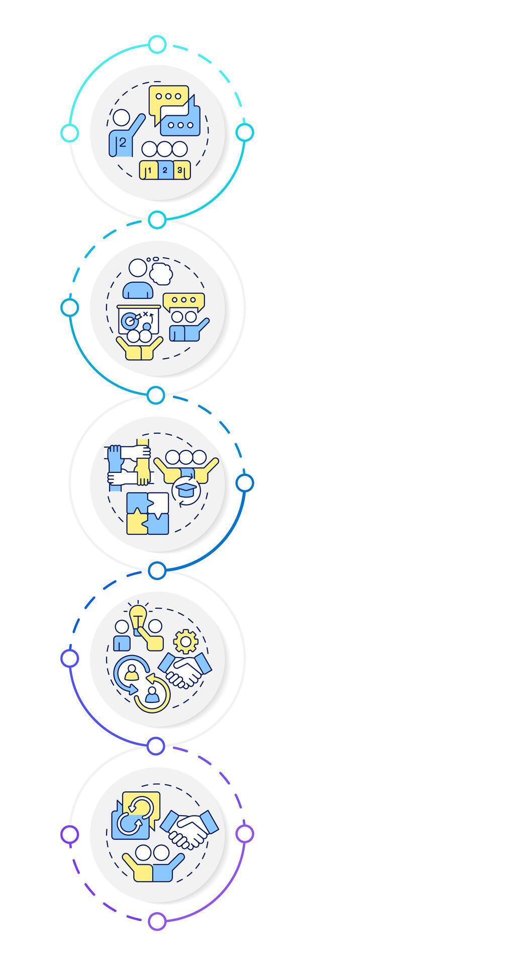 Cooperative learning different structures infographic design template. Planning, communication ...