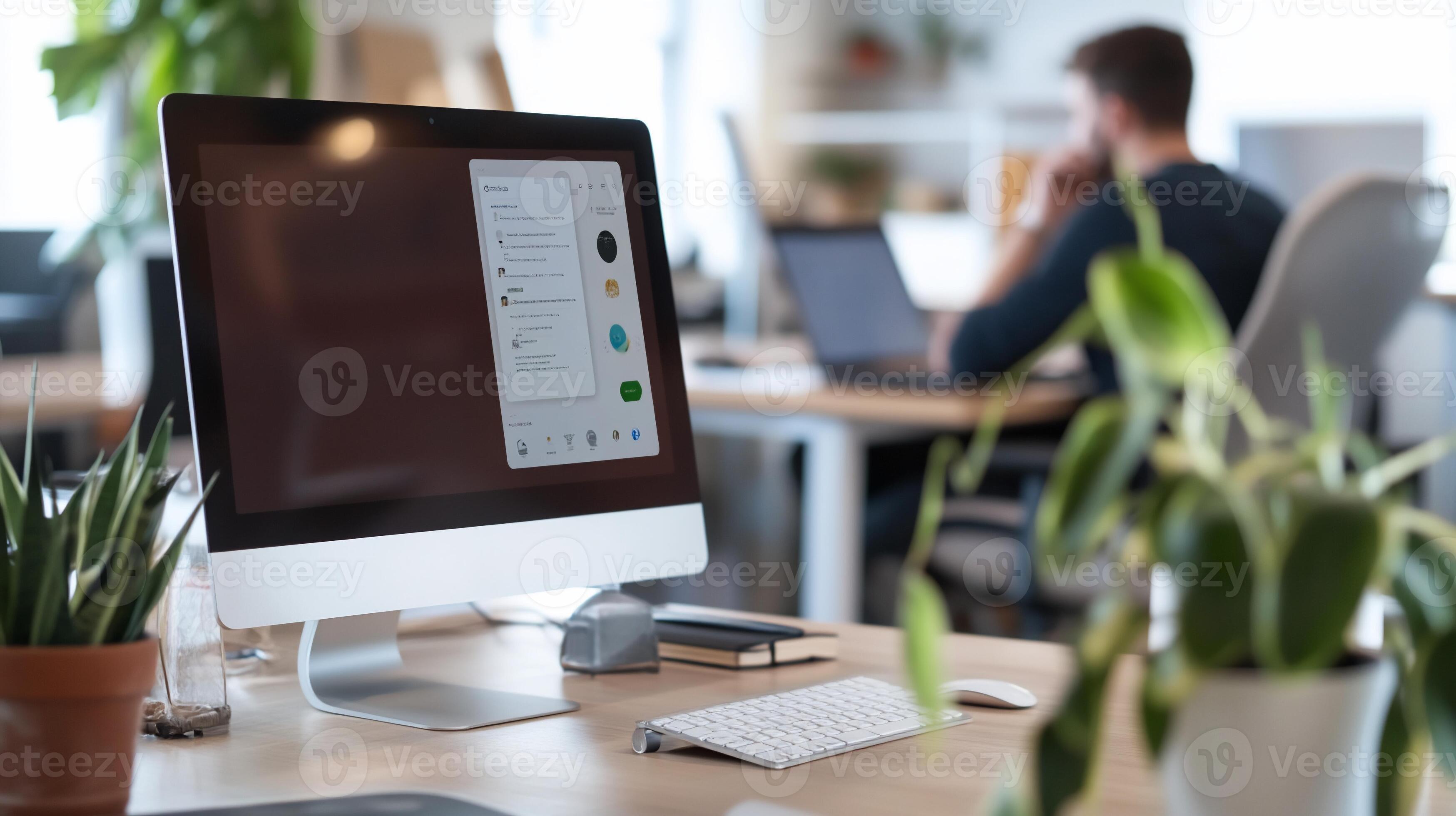 Modern Office Workspace With Desktop Computer Keyboard Mouse And