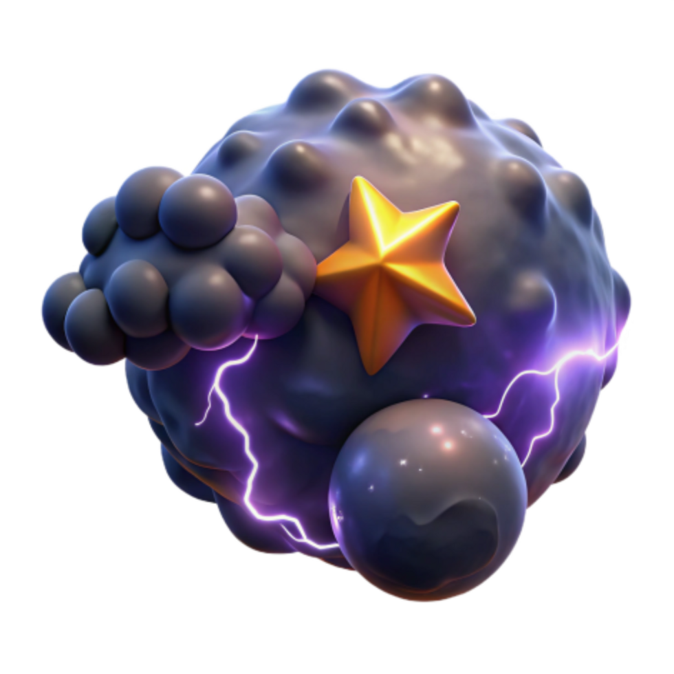 Dramatic Artistic Cosmic Blob 3d Render Of Starry Electric Orb Genuine