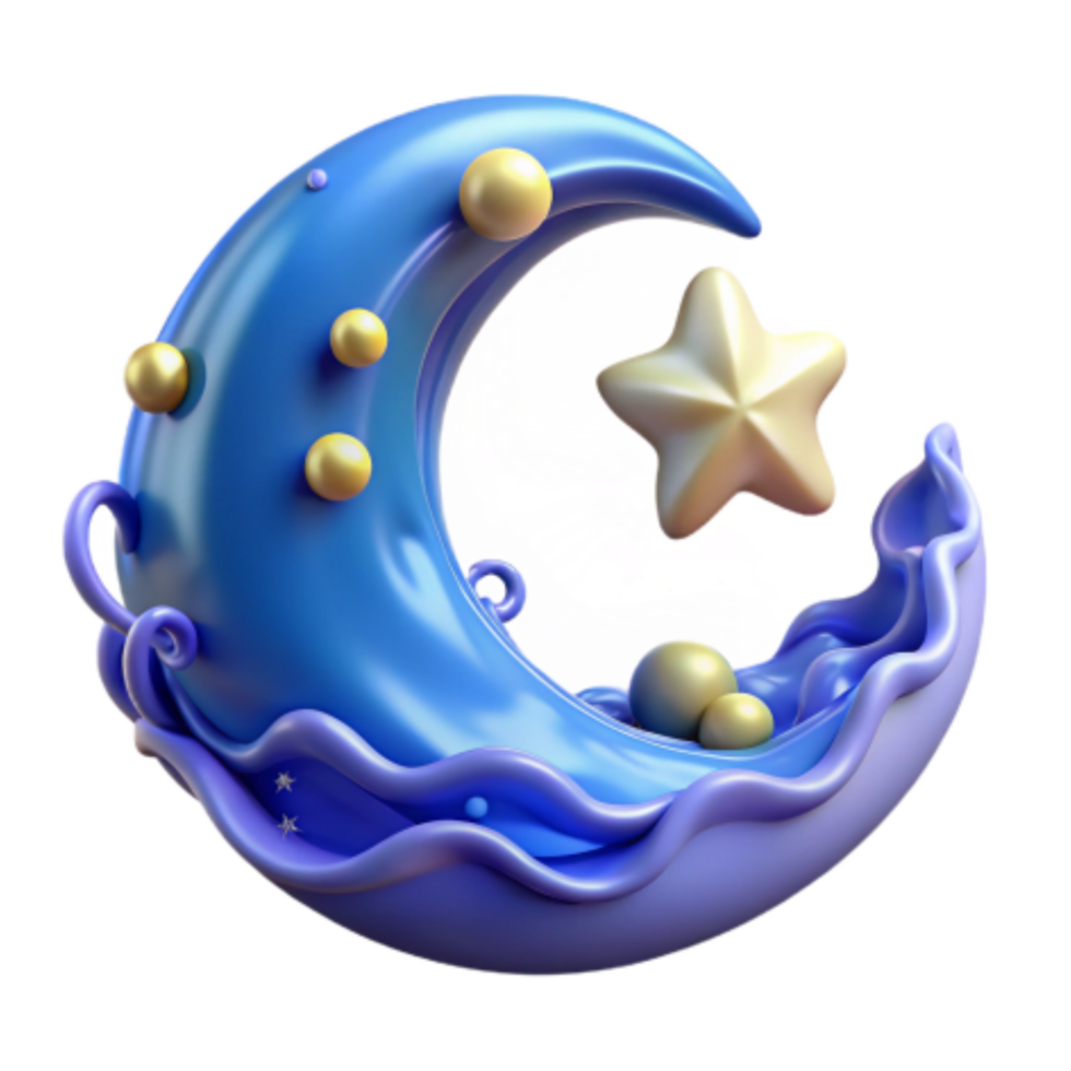 dramatic artistic Crescent Moon and Star 3D Render authentic 56745585 PNG