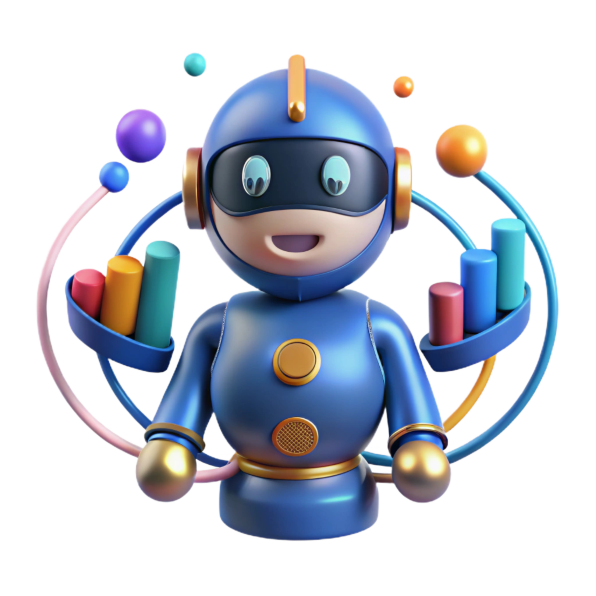 vibrant modern Friendly Robot Data Analyst Visualizing Business ...