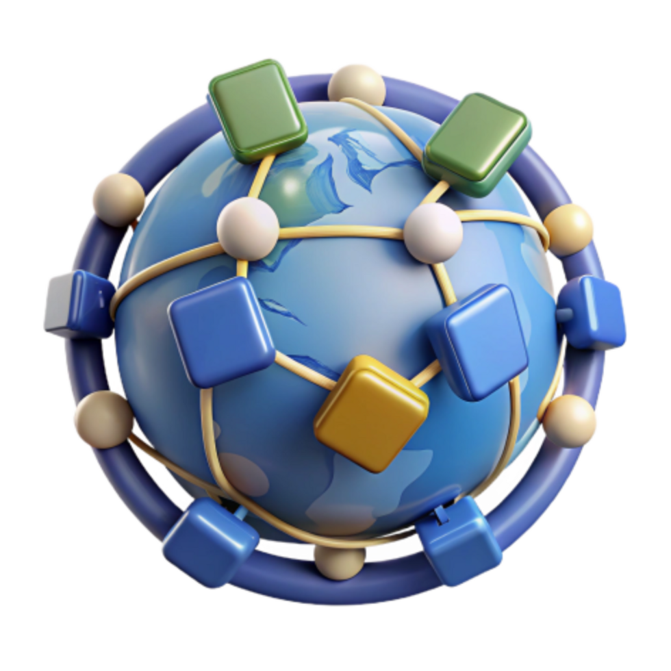 Serene Contemporary Global Network Interconnected Data Systems Original