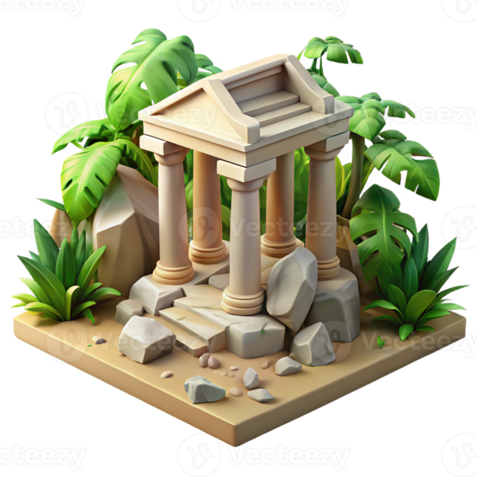 elegant abstract Tropical Temple Ruins 3D Illustration authentic ... elegant abstract Tropical Temple Ruins 3D Illustration authentic ...