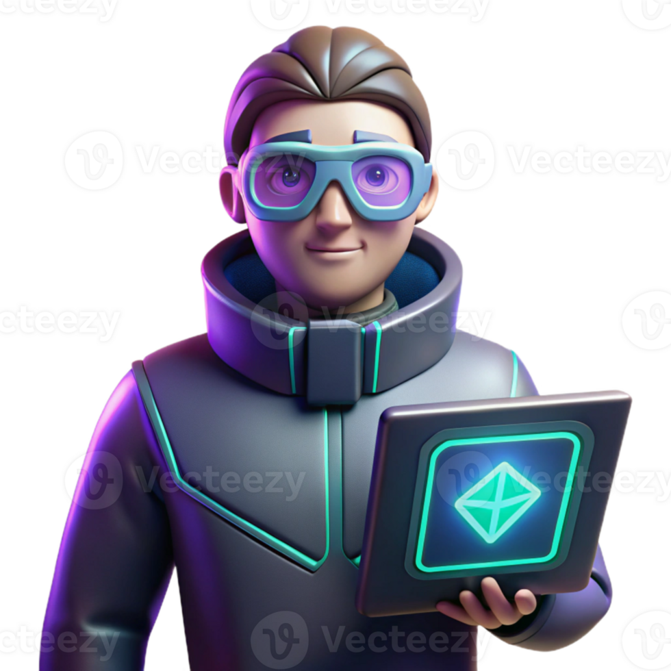 elegant contemporary 3D Cartoon Tech Guy Illustration detailed 56756583 PNG