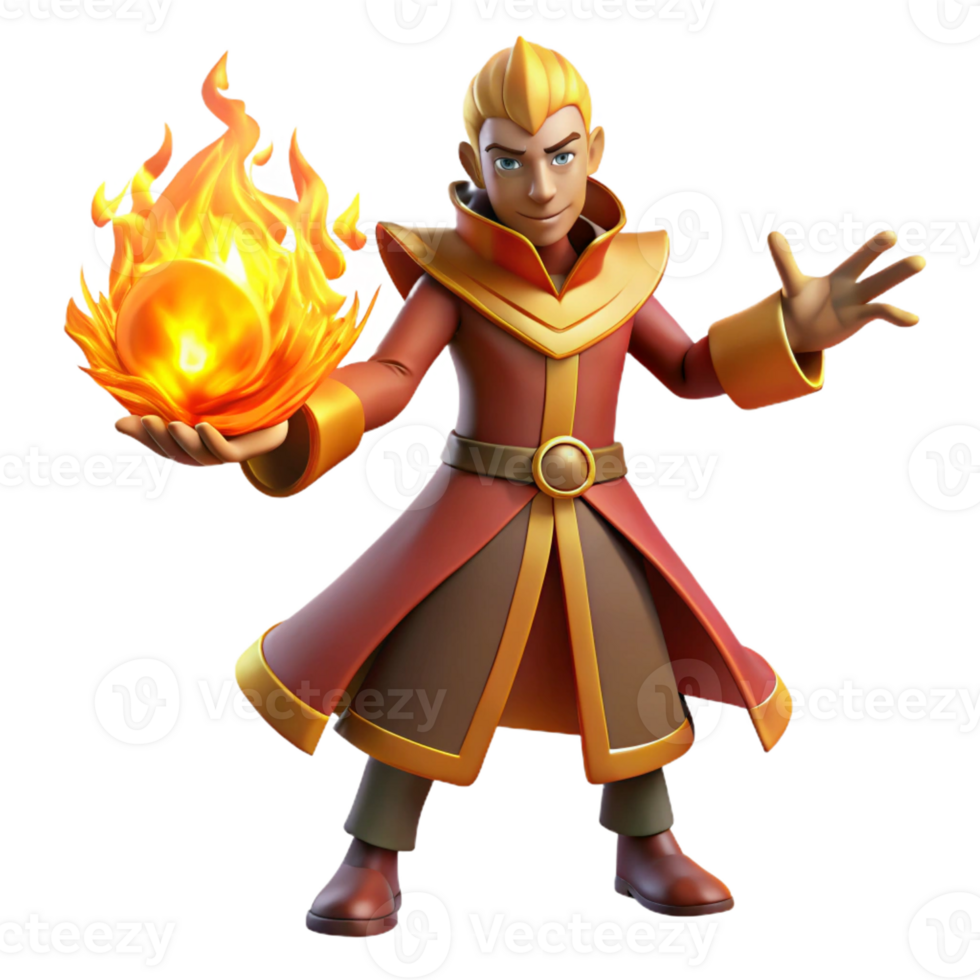 vibrant modern 3D Render Fire Wizard authentic 56758078 PNG