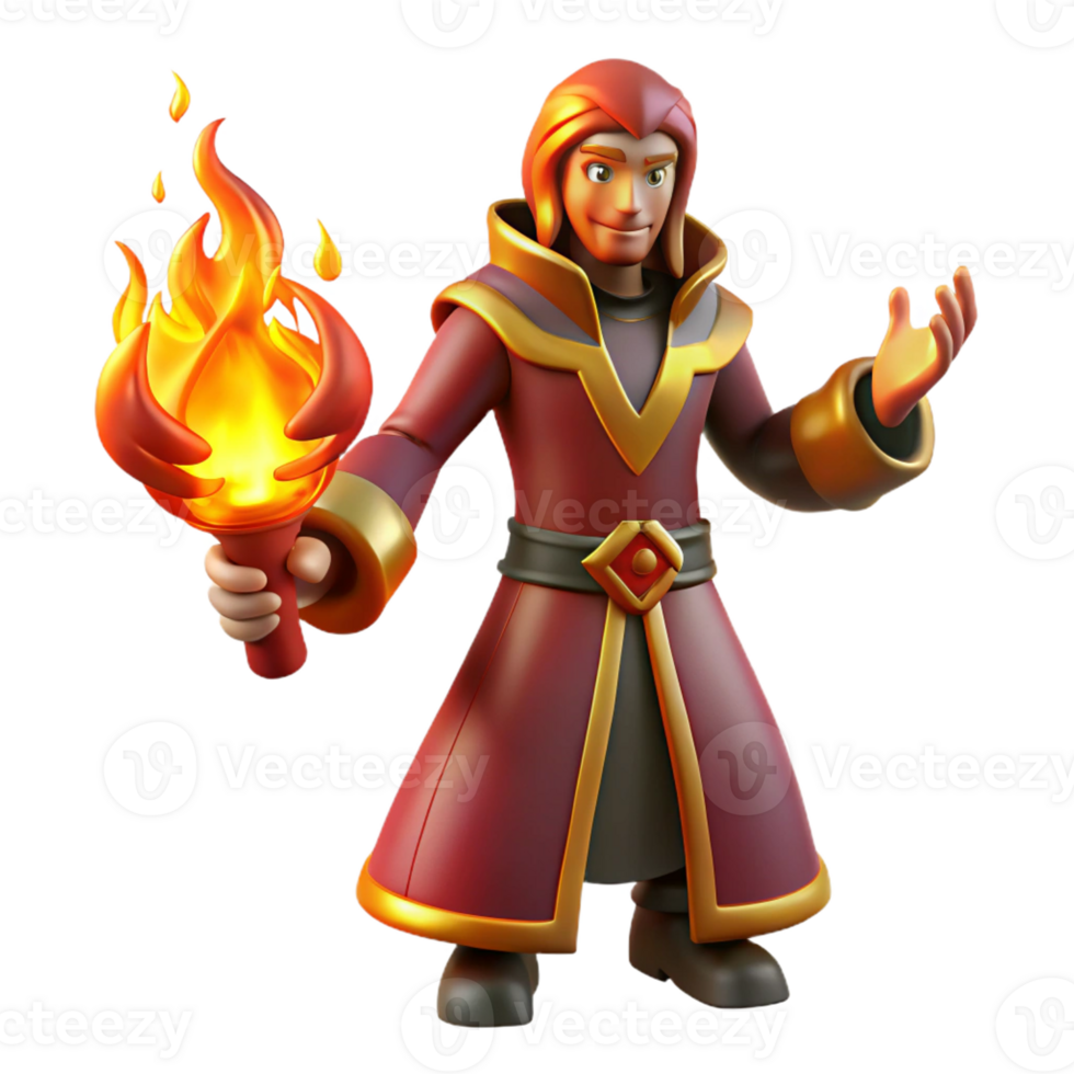 wonderful modern 3D Render Fire Wizard original 56758801 PNG