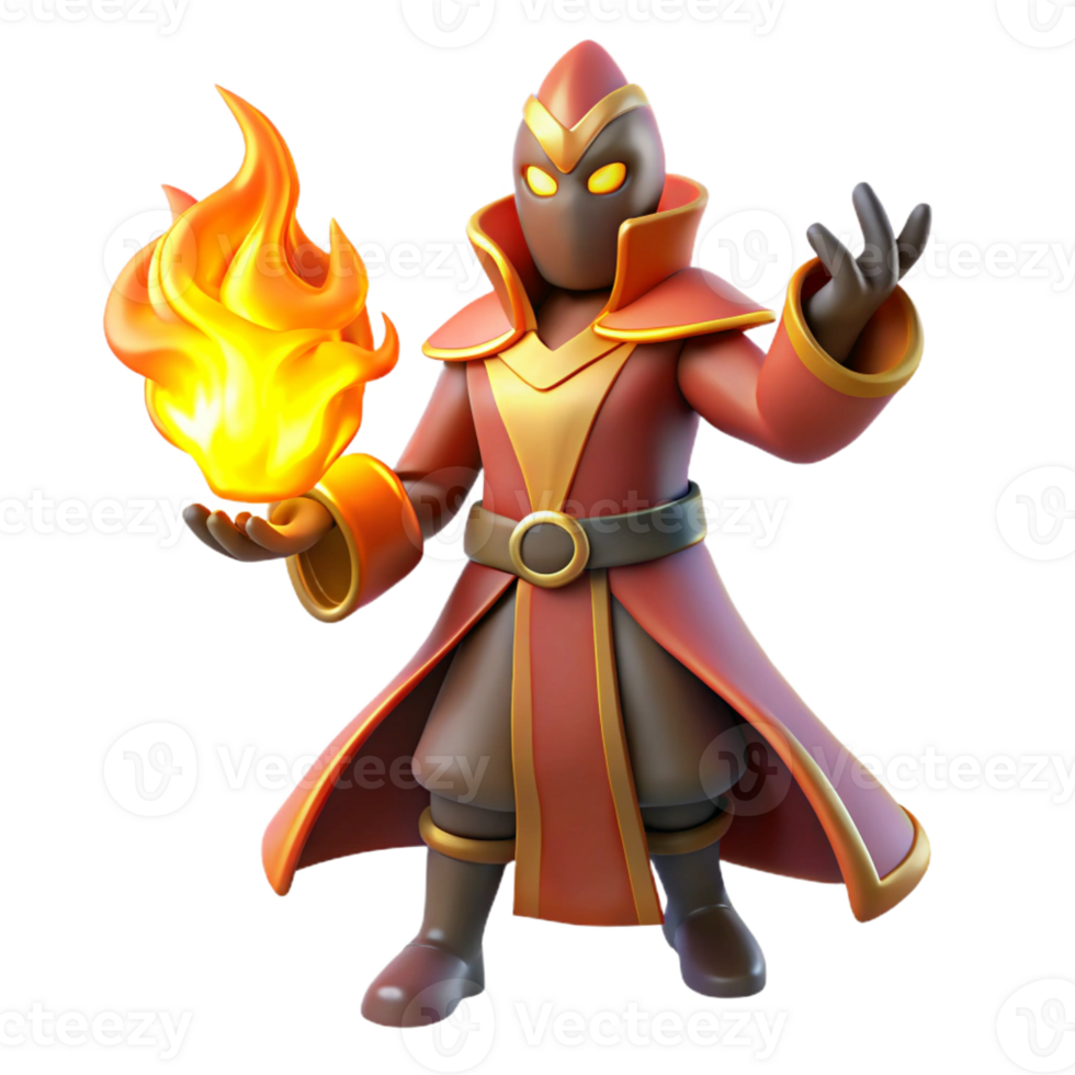 impressive rustic Fire Wizard 3D Render exclusive 56758823 PNG