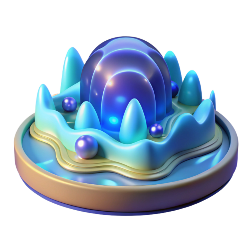 Impressive Traditional Abstract 3d Render Glowing Orb In Blue Landscape