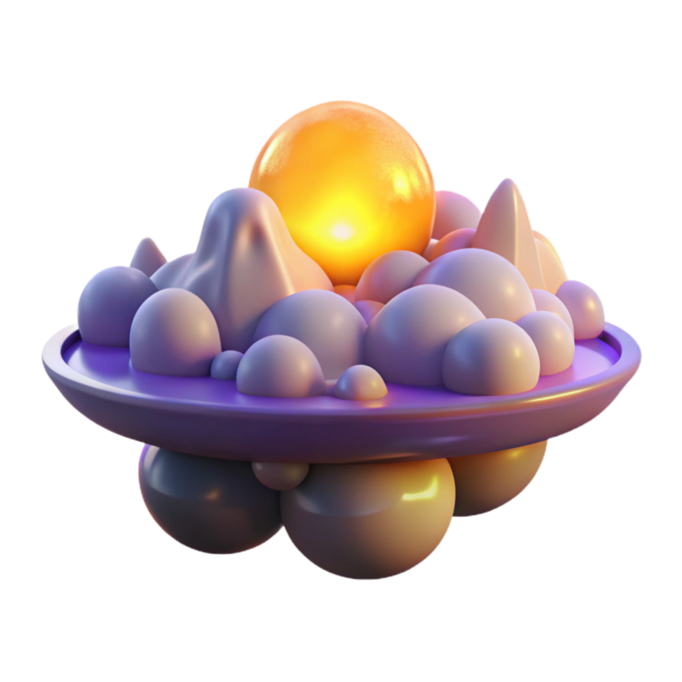 Impressive Abstract Abstract 3d Render Glowing Orb Over Bubble