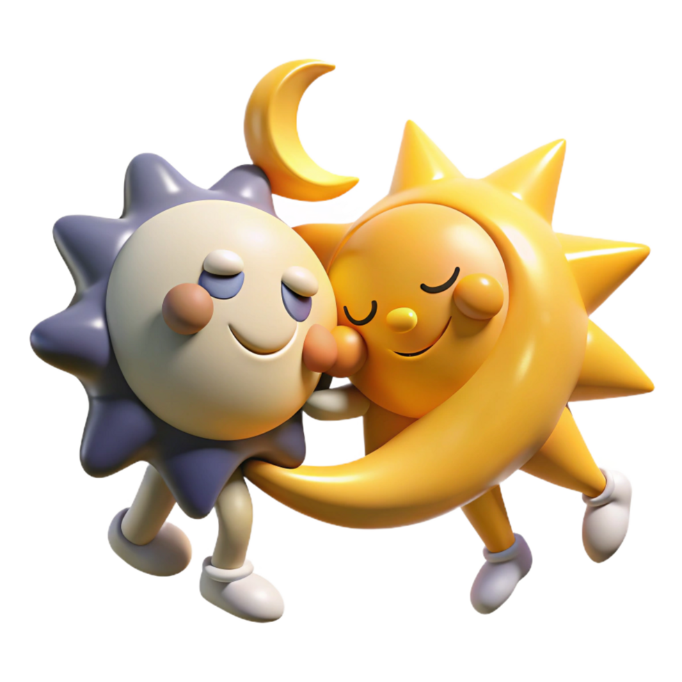 Hugging Sun and Moon 3D Render 56766458 PNG