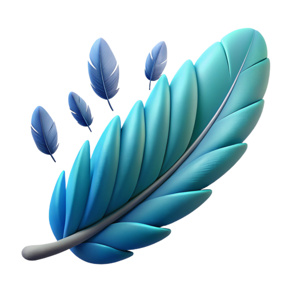 Teal 3D Feather Illustration 56767270 PNG