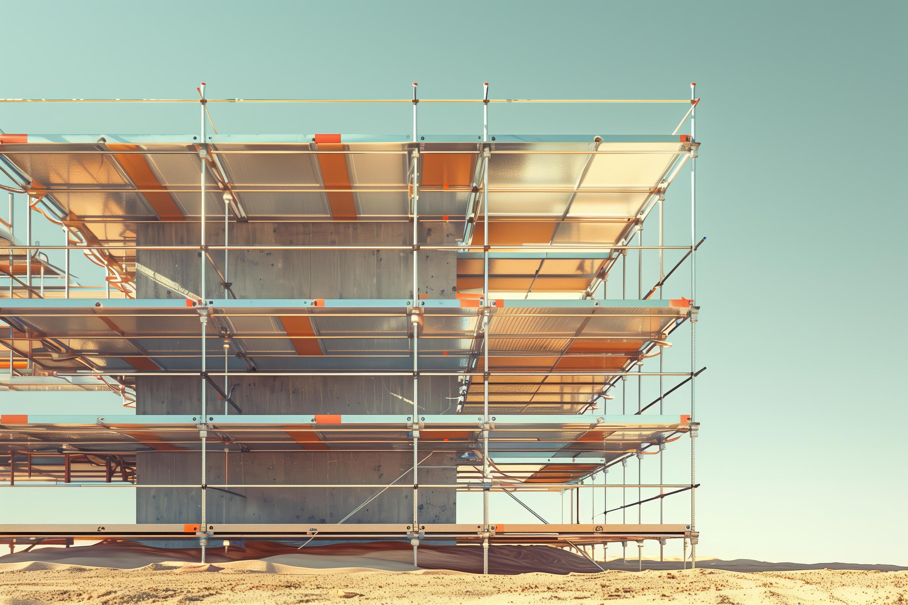 Scaffolding in the desert with a blue sky 56775020 Stock Photo at Vecteezy