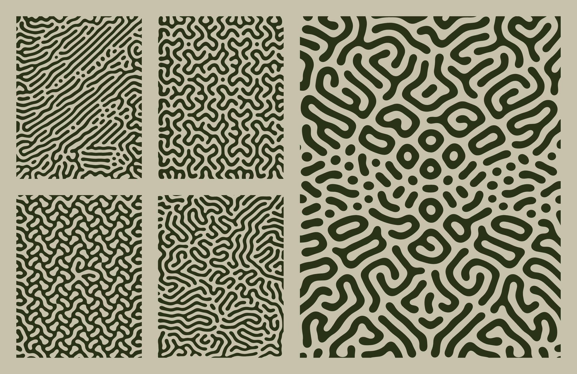 set of green organic turing abstract lines pattern background. pack ...
