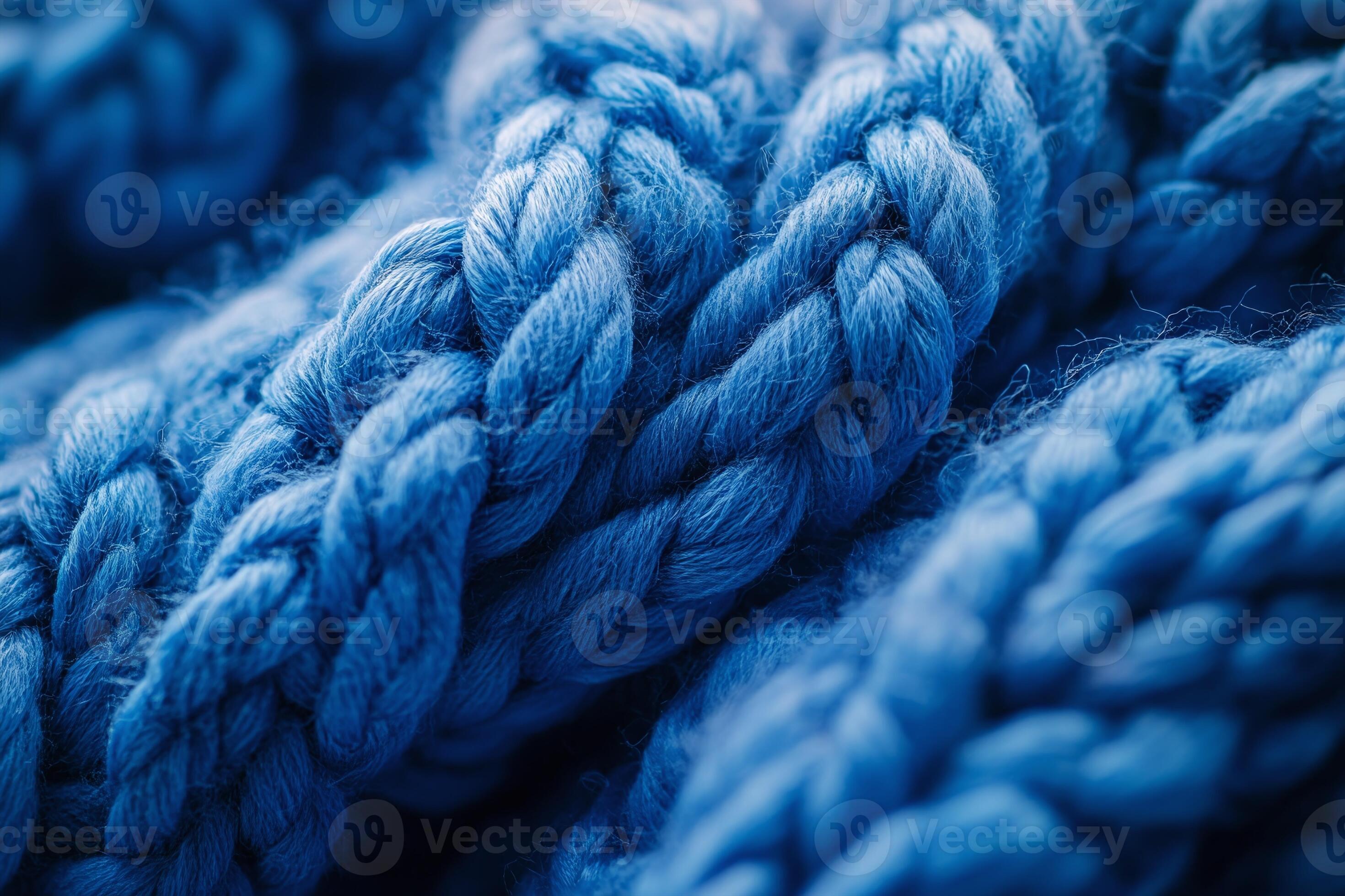 Closeup of Blue Woven Rope Texture Ideal for Nautical Design and Craft ...