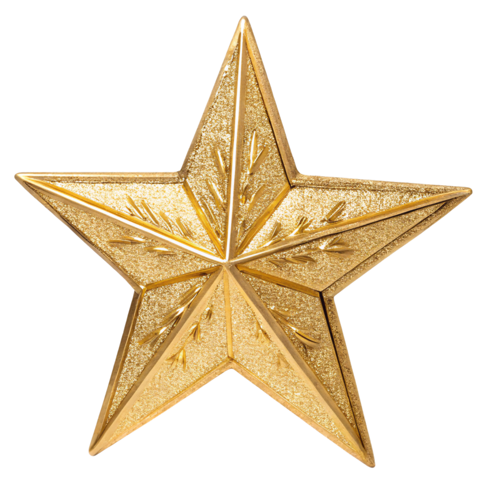 A shiny embossed star with textured and reflective surfaces, embodying sophistication and ...