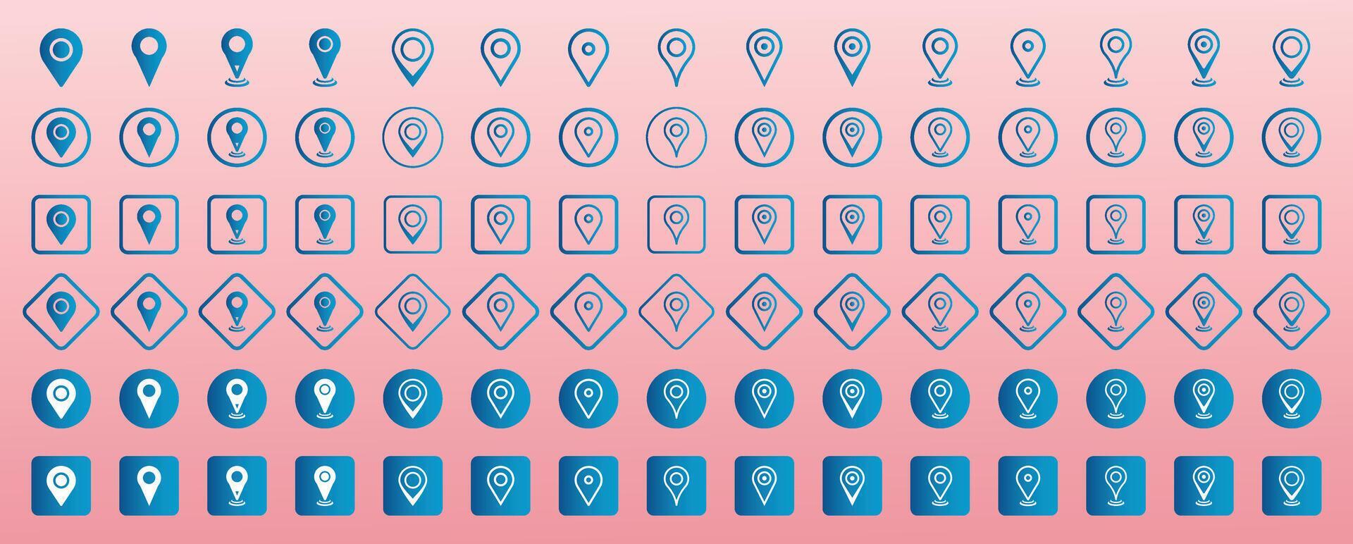 Set of location pin icons. Location icon. Map marker pointer icon set. Location pin place marker ...