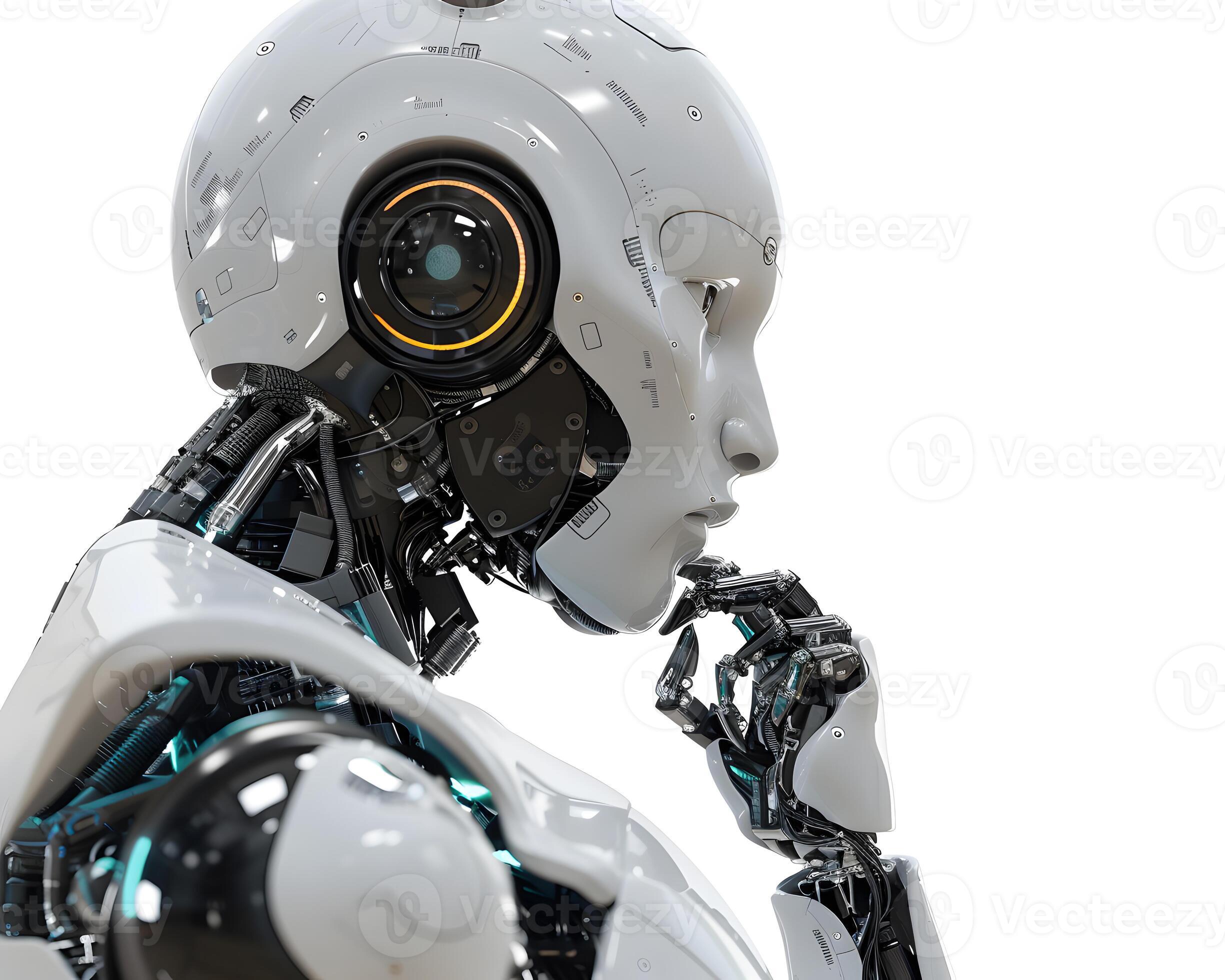 Robot contemplating automotive design with hand on chin 56792212 Stock Photo at Vecteezy