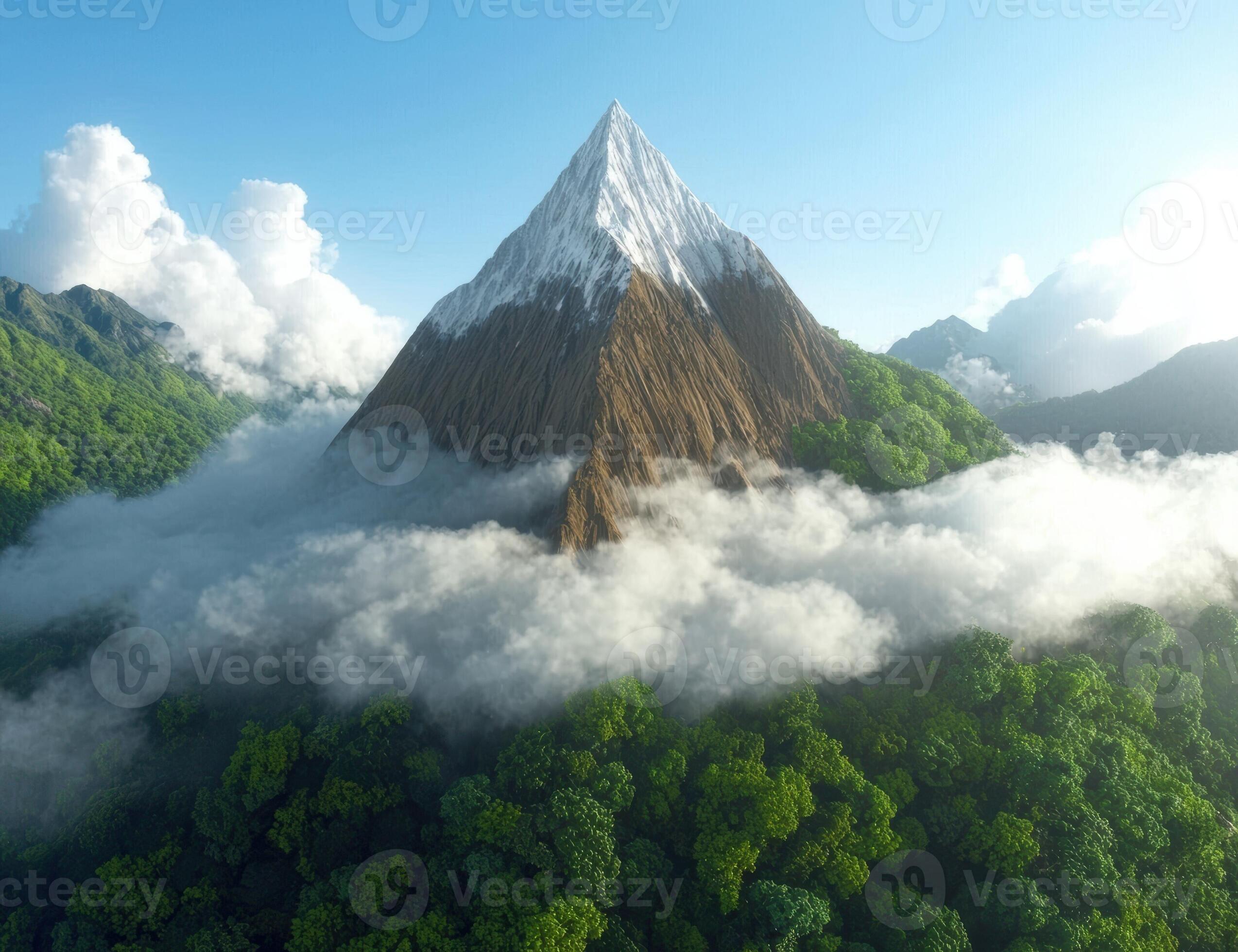 Mountain peak rising above the clouds 56796385 Stock Photo at Vecteezy