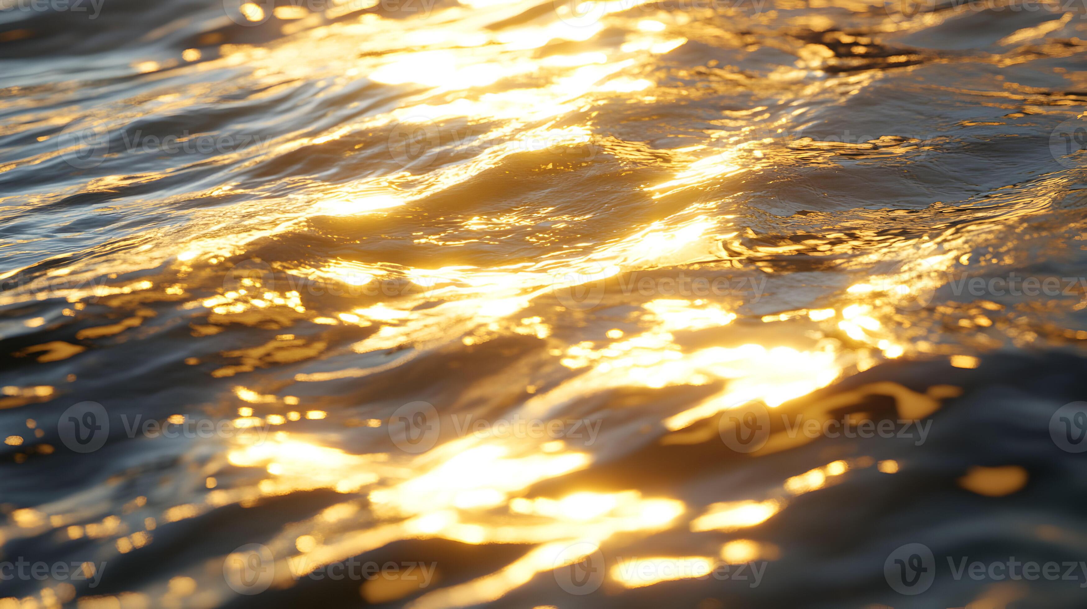 Golden hour reflections on the water's surface create mesmerizing sunlit patterns 56798376 Stock ...