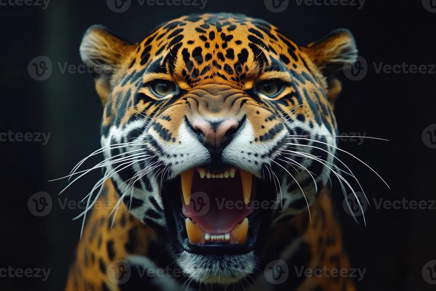 Fierce jaguar roaring with intensity and power 56806141 Stock Photo at ...