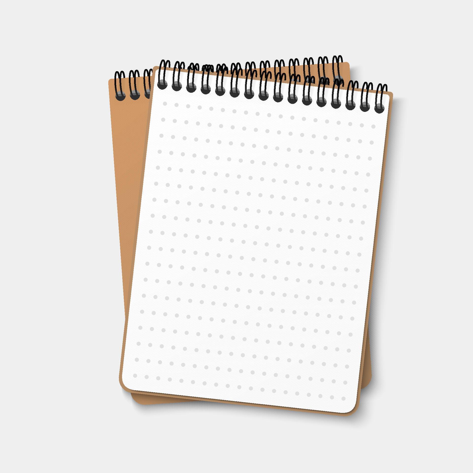Dotted notebook with a horizontal spring coil lies on top of another notebook. Notepad with ...