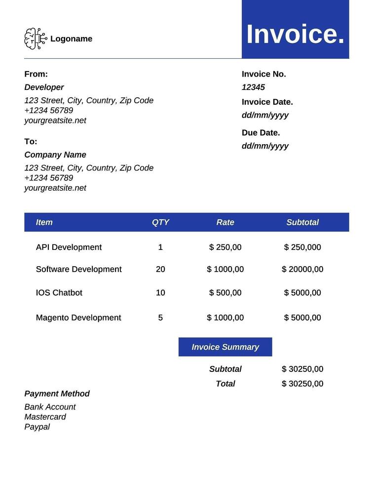 Software Development Invoice 56816424 Template