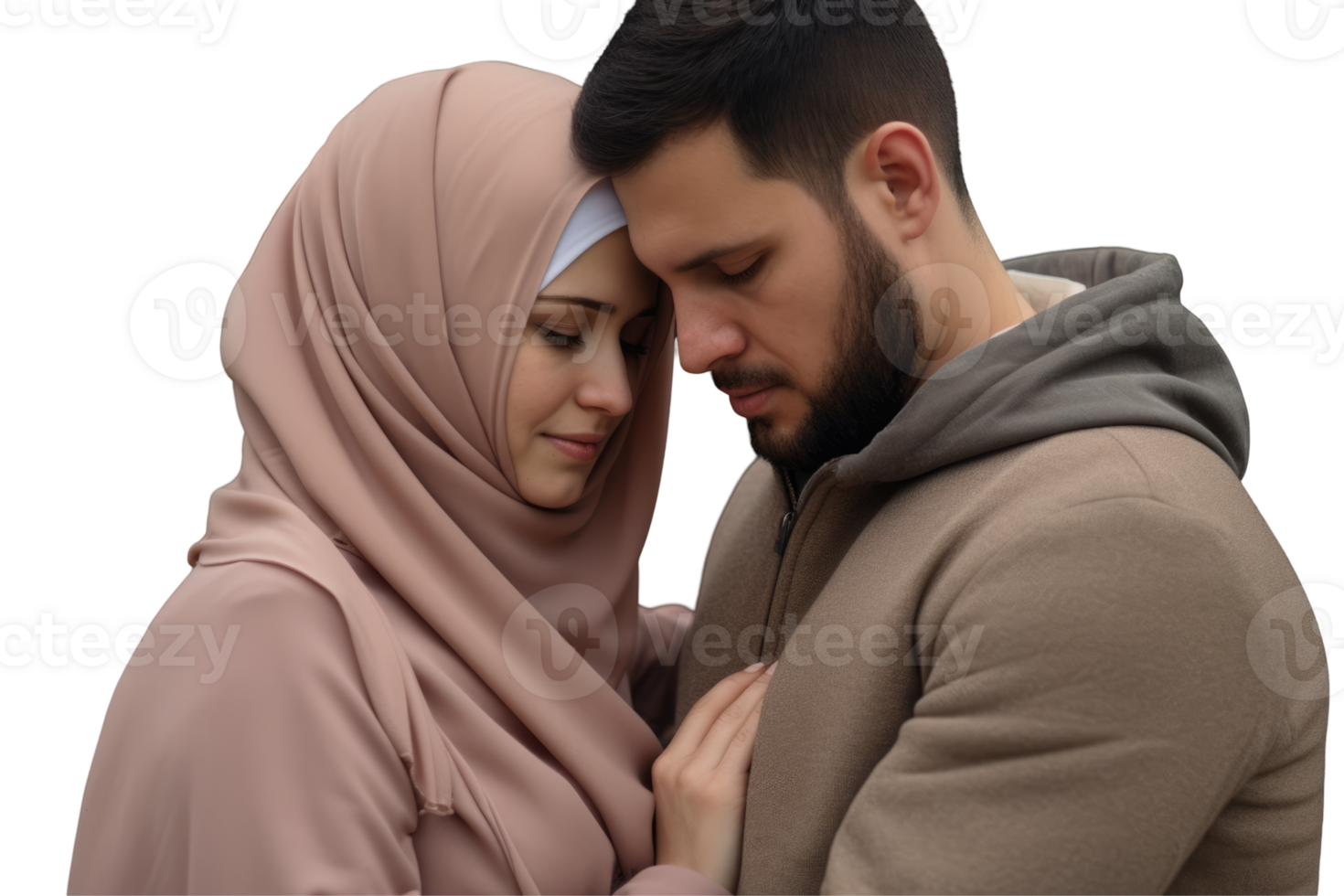 A young muslim couple embracing each other 56817424 PNG