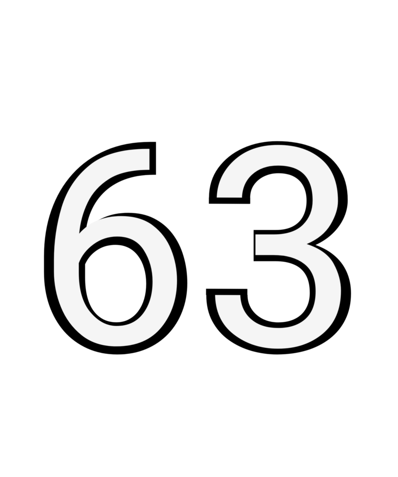 Black and white color numbers 63 56837751 PNG