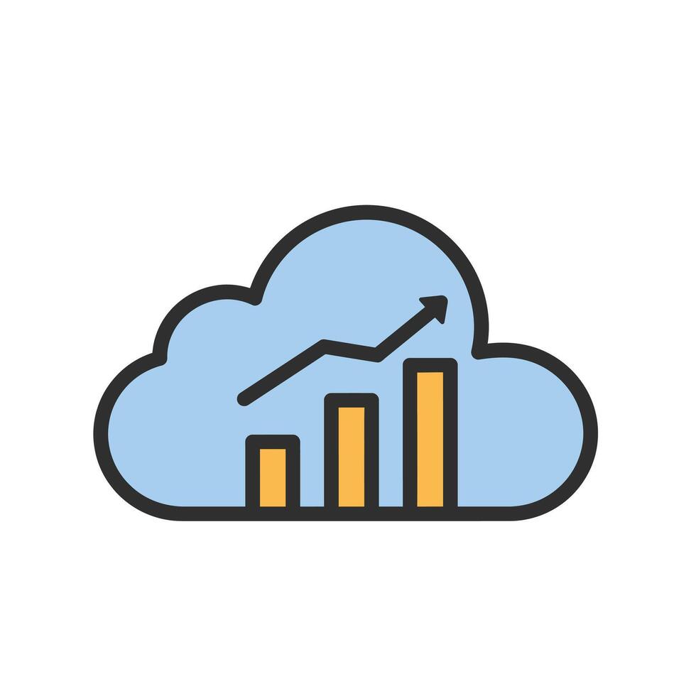 Cloud computing icon with a bar graph 56859574 Vector Art at Vecteezy