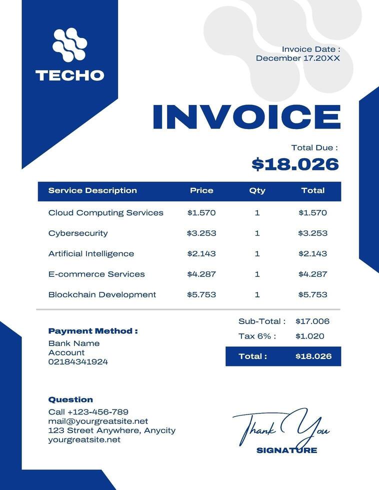 Technology Company Invoice 56864950 Template