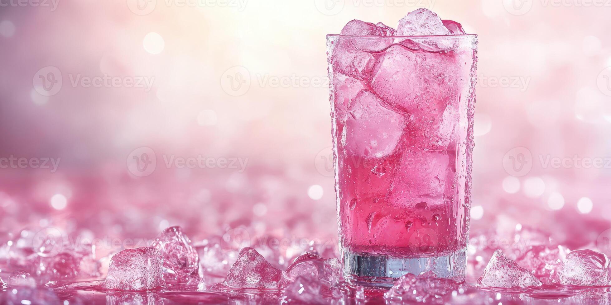 Refreshing pink drink served over ice in an elegant setting with shimmering background 56868351 ...
