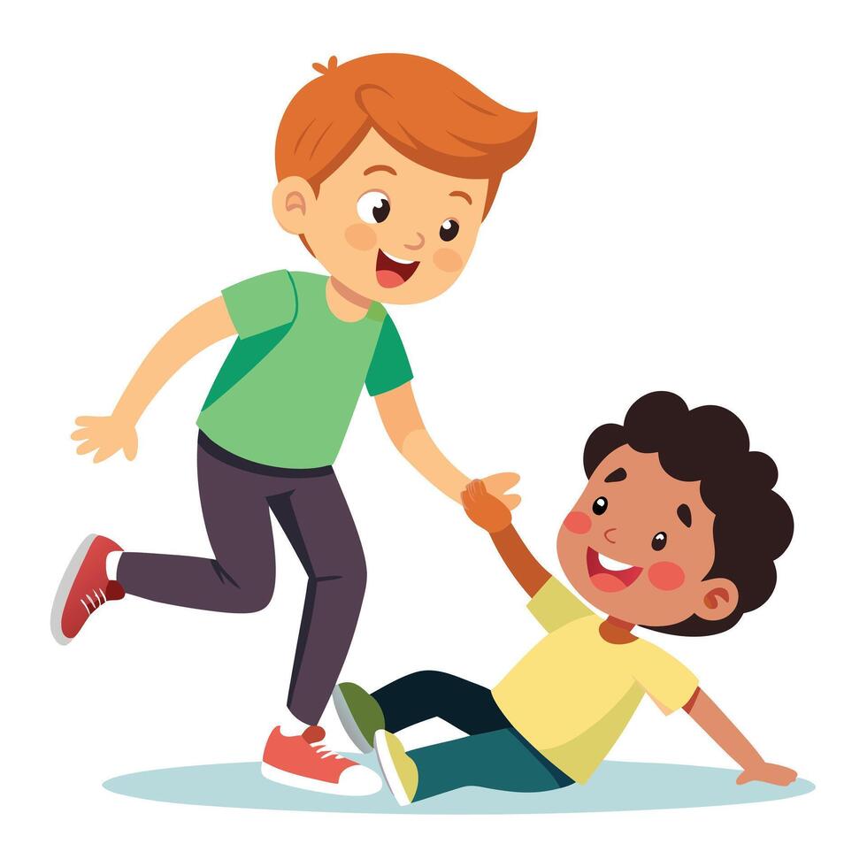 Good Friends Helping Each Other in Need A Heartwarming Moment of Childhood Kindness 56876712 ...