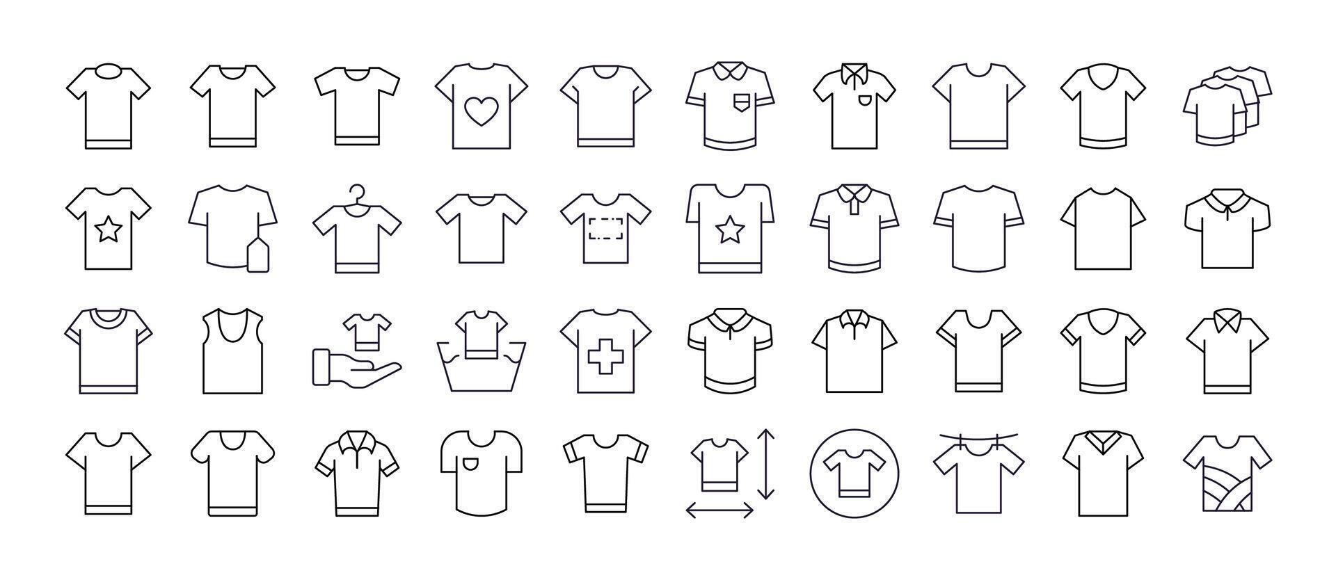 T Shirt Simple Isolated Line Icons Collection Editable Stroke Perfect