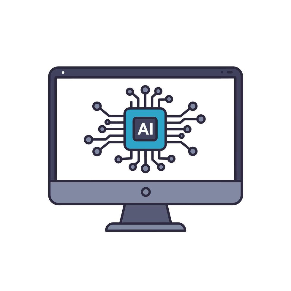 Ai programming computer monitor icon illustration 56881473 Vector Art ...