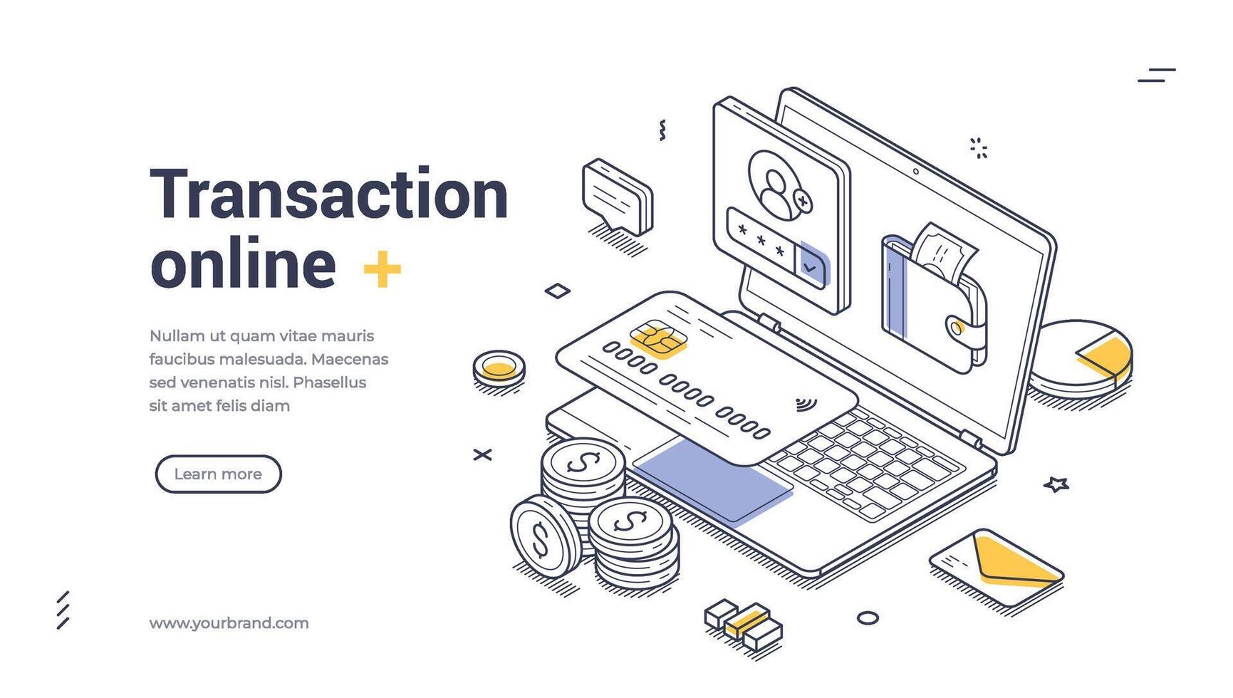 Creative isometric web banner template for online transaction promotion ... Creative isometric web banner template for online transaction promotion ...