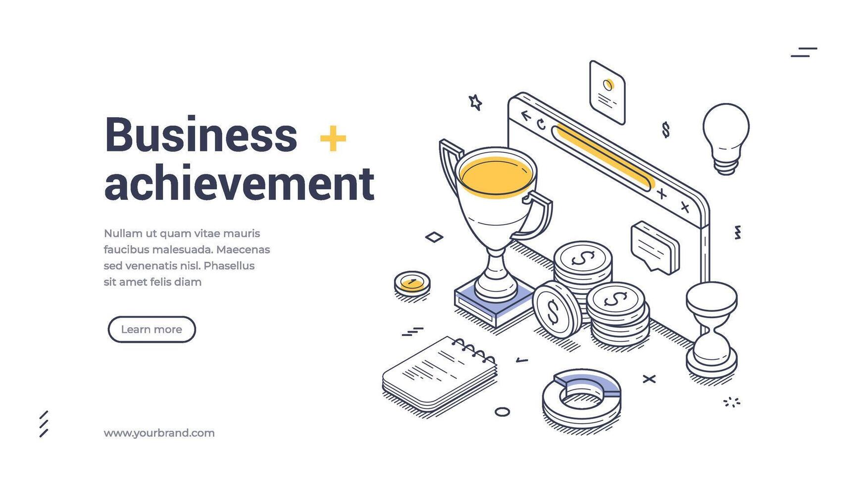 Creative isometric web banner template for business achievement ... Creative isometric web banner template for business achievement ...