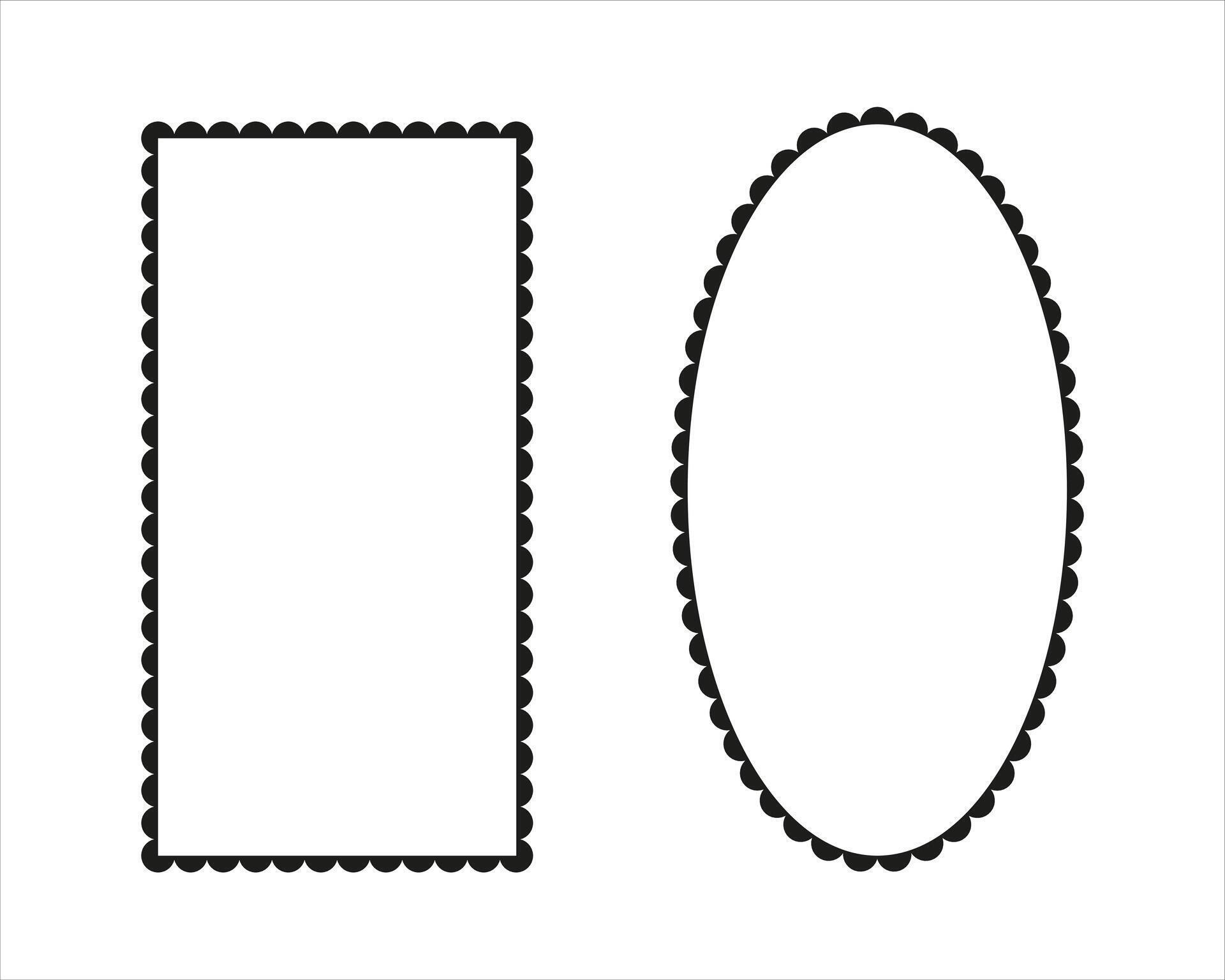 Scalloped frames mockup. Scalloped edge rectangle, ellipse shapes ...