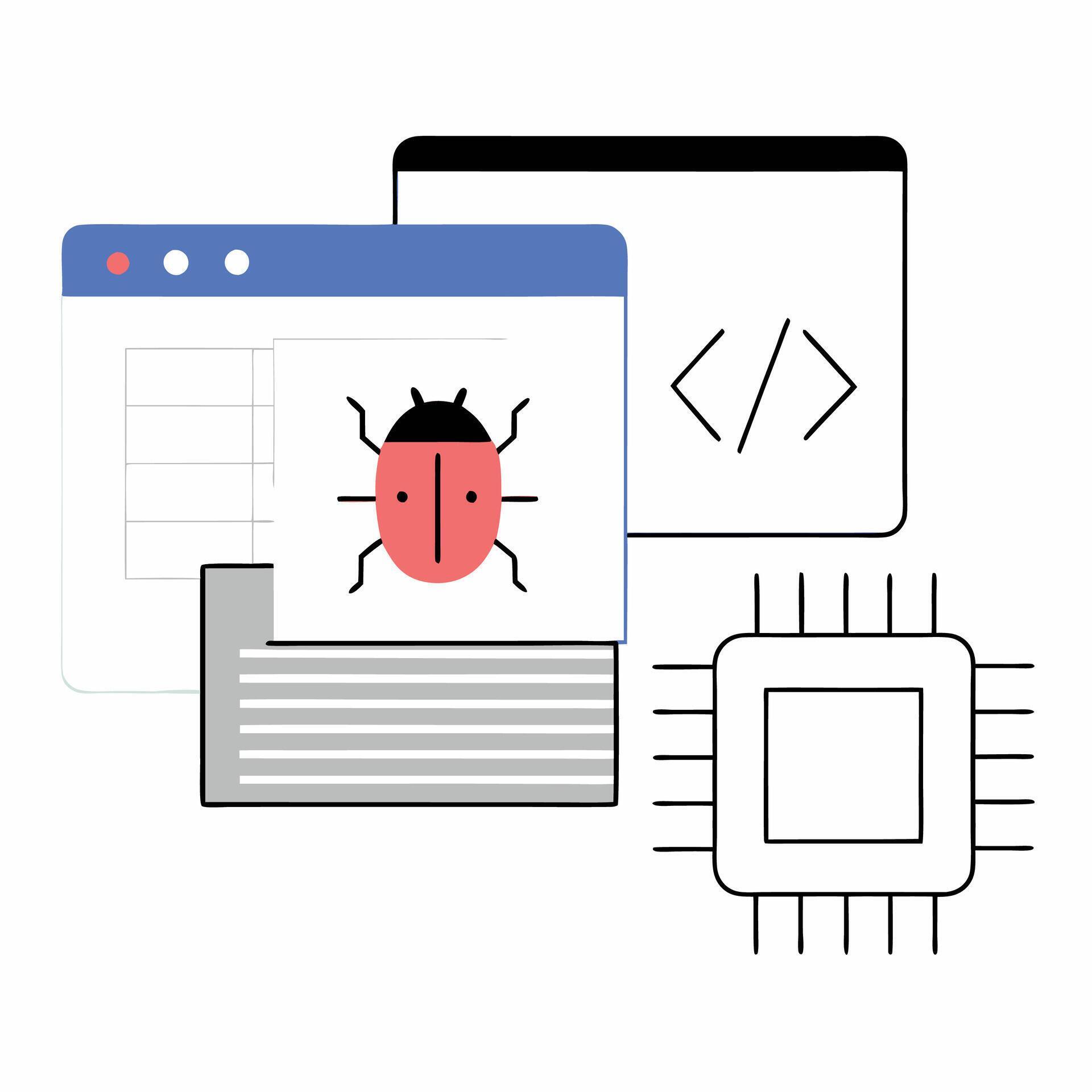 Software Bug, Code Error. 56938063 Vector Art at Vecteezy