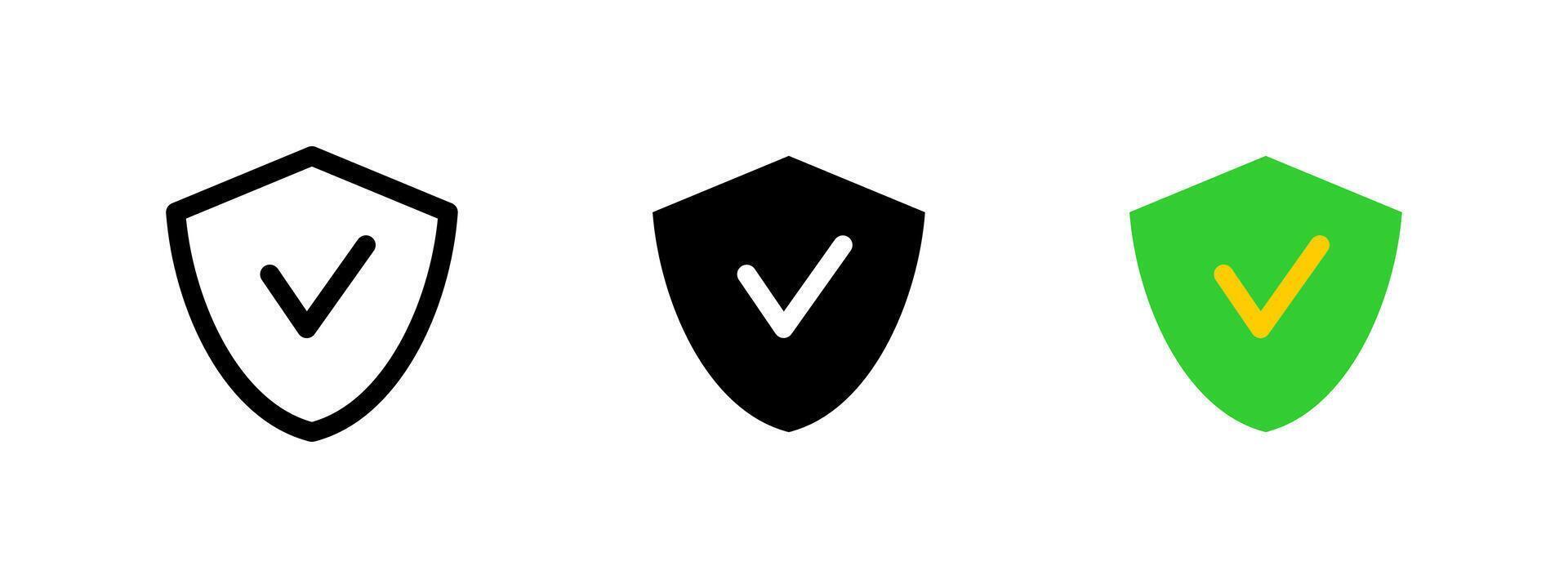 Checkmark shield icon. Security and protection symbol. Verified approval illustration. Safety ...