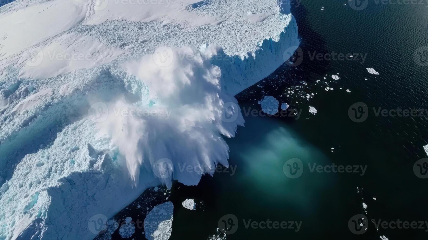Melting iceberg calving into ocean, creating stunning splash 56953736 Stock Photo at Vecteezy