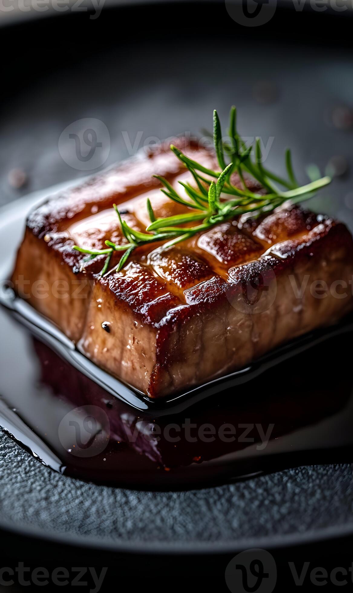 Exquisite Pan-Seared Foie Gras with Rosemary Garnish, A Culinary Masterpiece for Gourmet Dining ...
