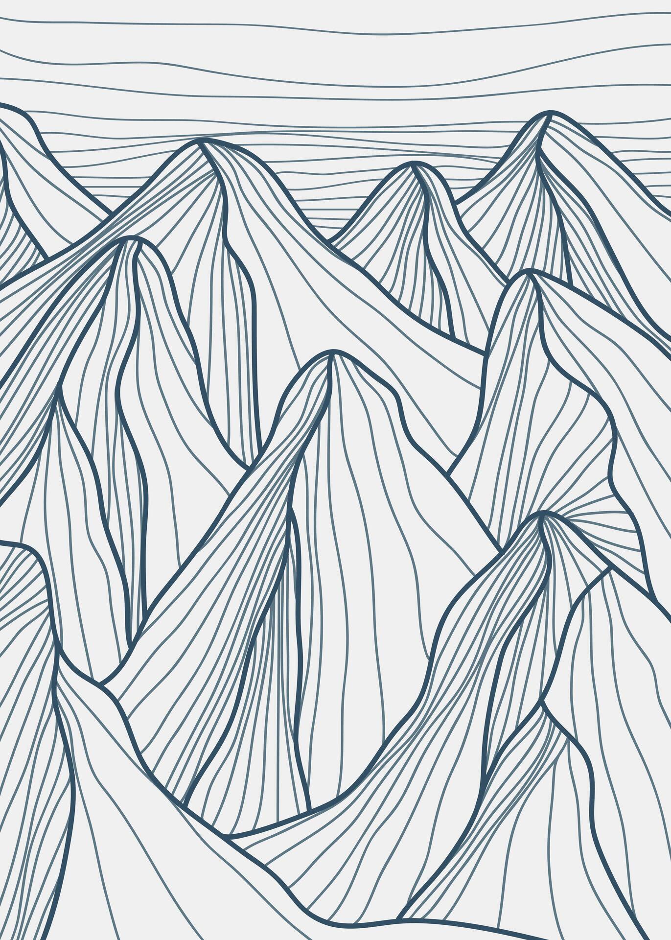 Mountain line arts illustration. Hand drawn . Abstract mountain contemporary aesthetic ...