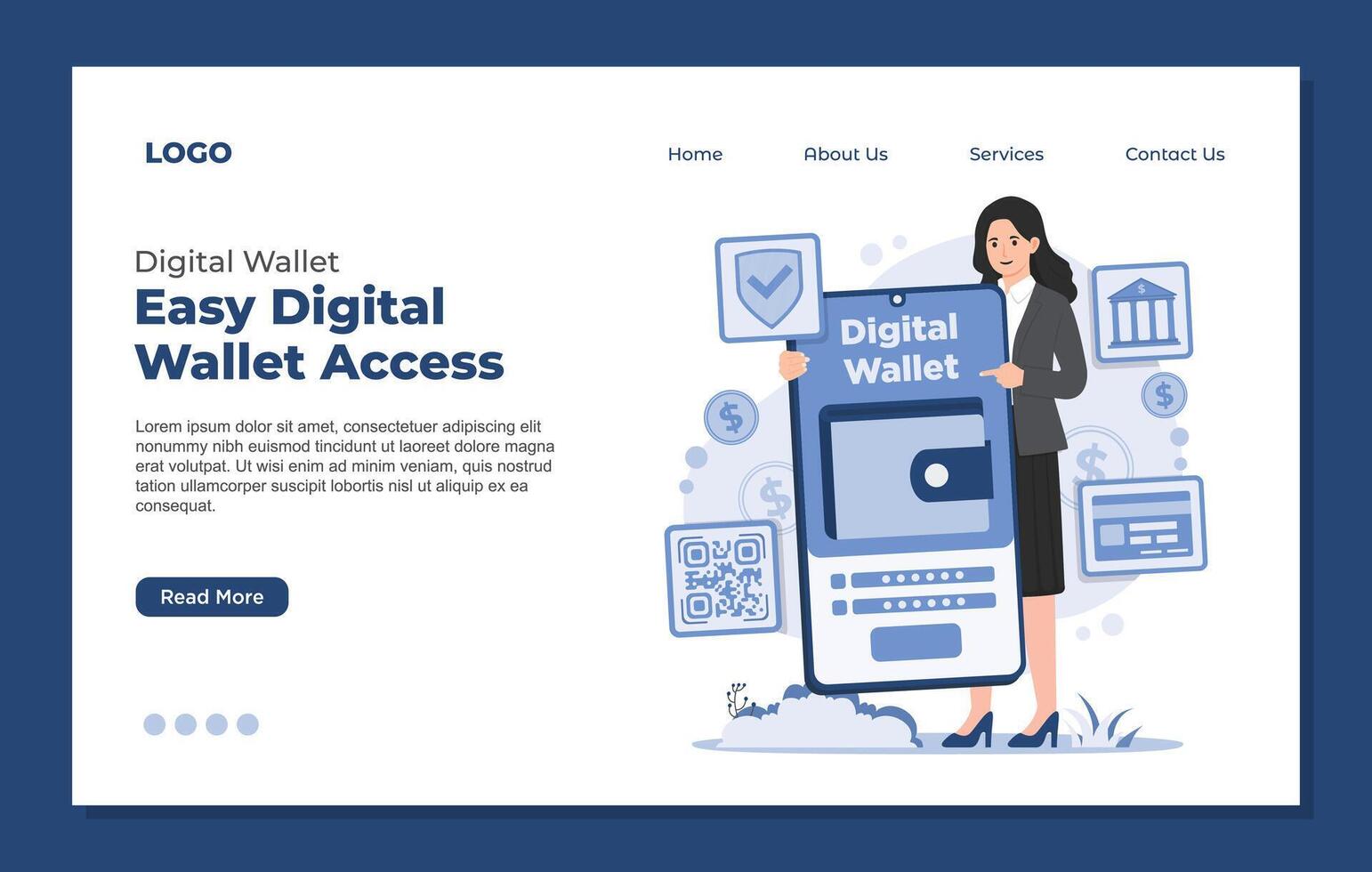 Fintech digital wallet landing page, enabling users to manage money ...