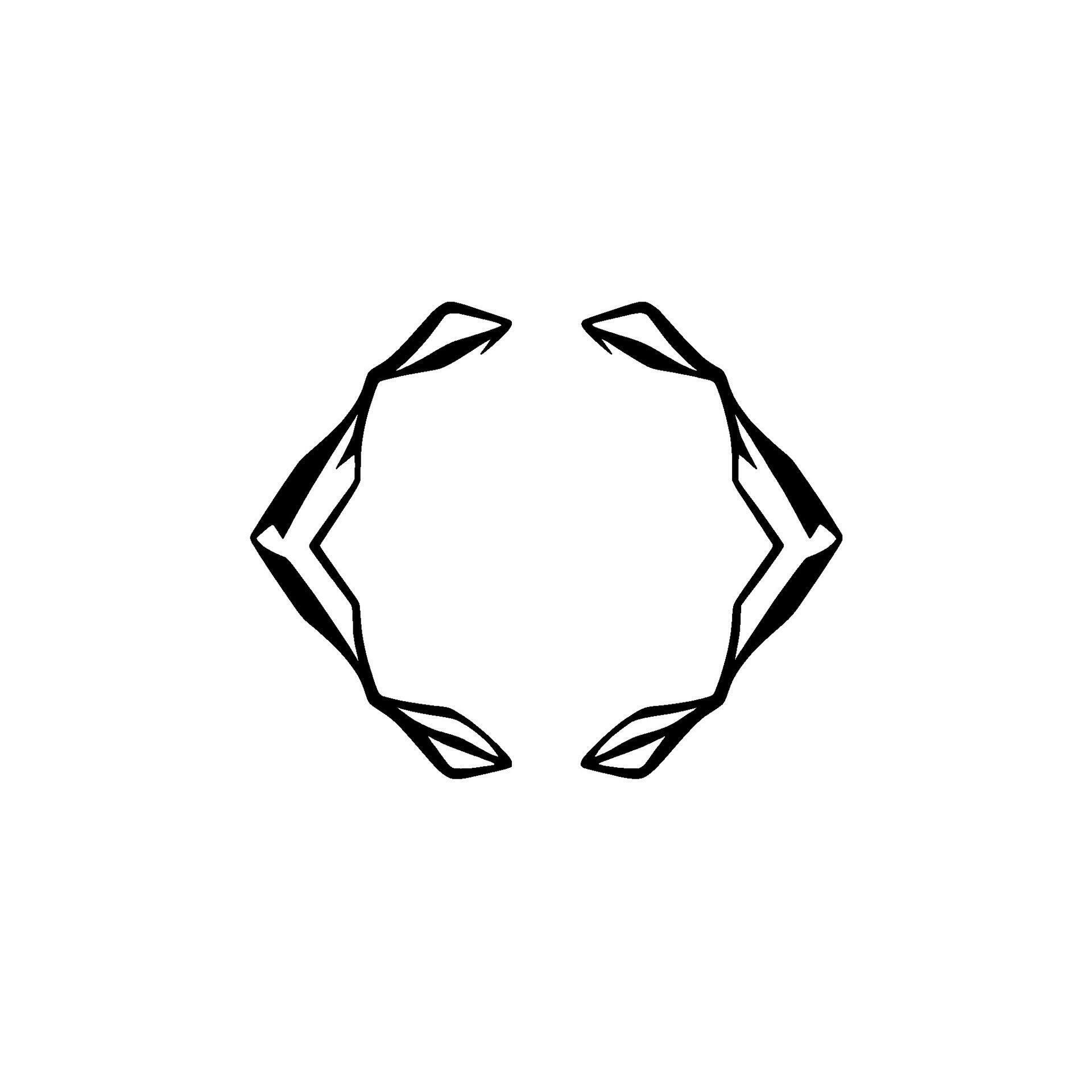 Symmetrical, abstract black line art resembling brackets, enclosing ...