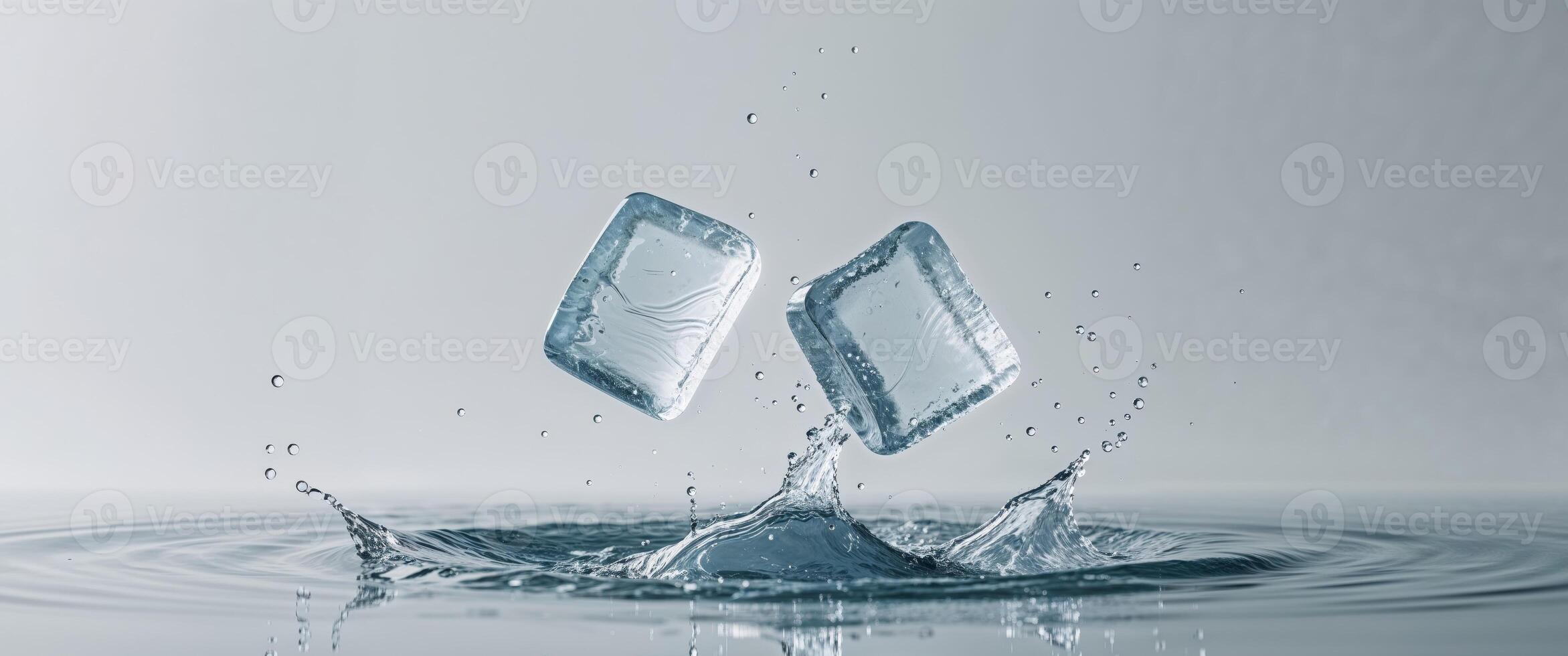Ice Cubes Falling into Water with Splash and Droplets Effect. 56994945 Stock Photo at Vecteezy