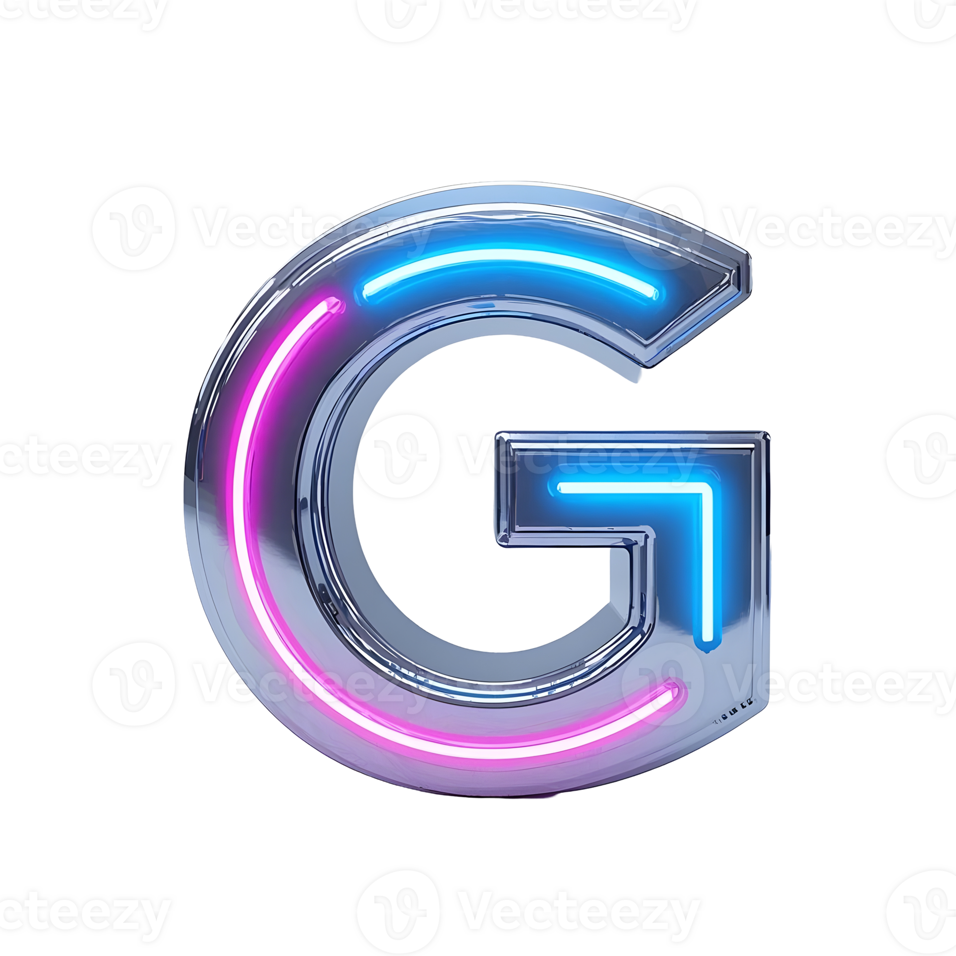 A neon letter g with a blue and pink neon light 56997901 PNG