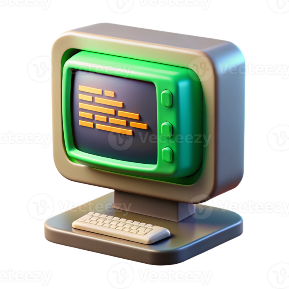 Dramatic Creative Impressive Modern A Vintage Computer Monitor Displaying Cascading Green Code