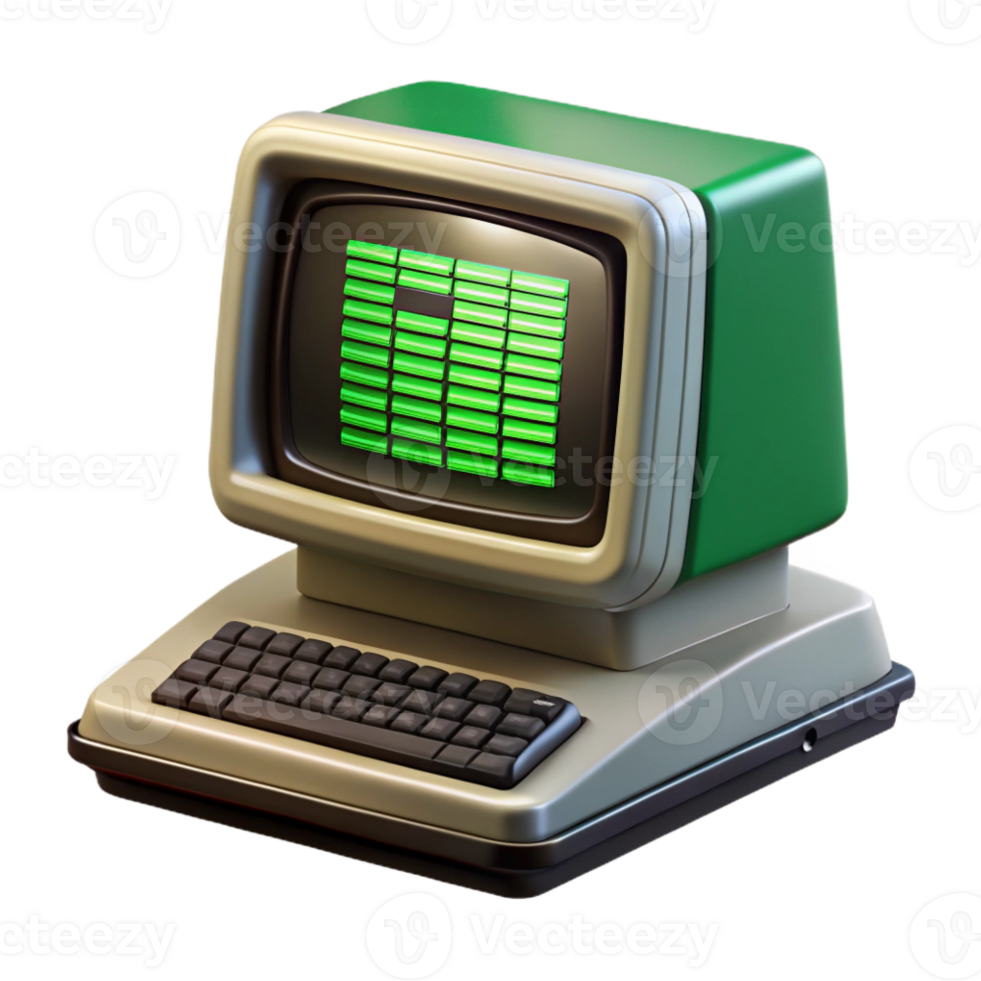 Beautiful Creative Elegant Minimalist A Vintage Computer Terminal Displaying Complex Code Green